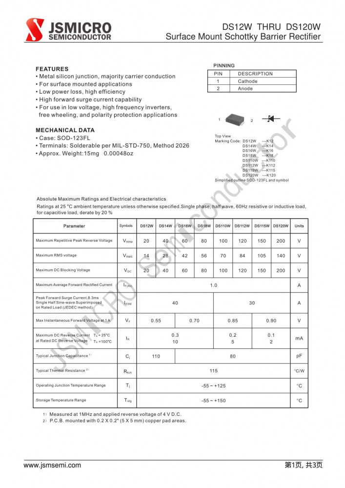 JSMSEMI DS14W datasheet page 1