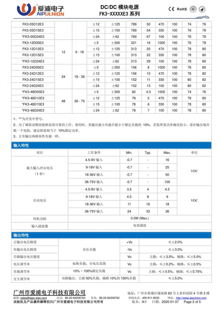 FK3-24D05E3 datasheet page 2