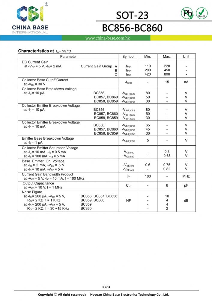 BC858B datasheet page 2