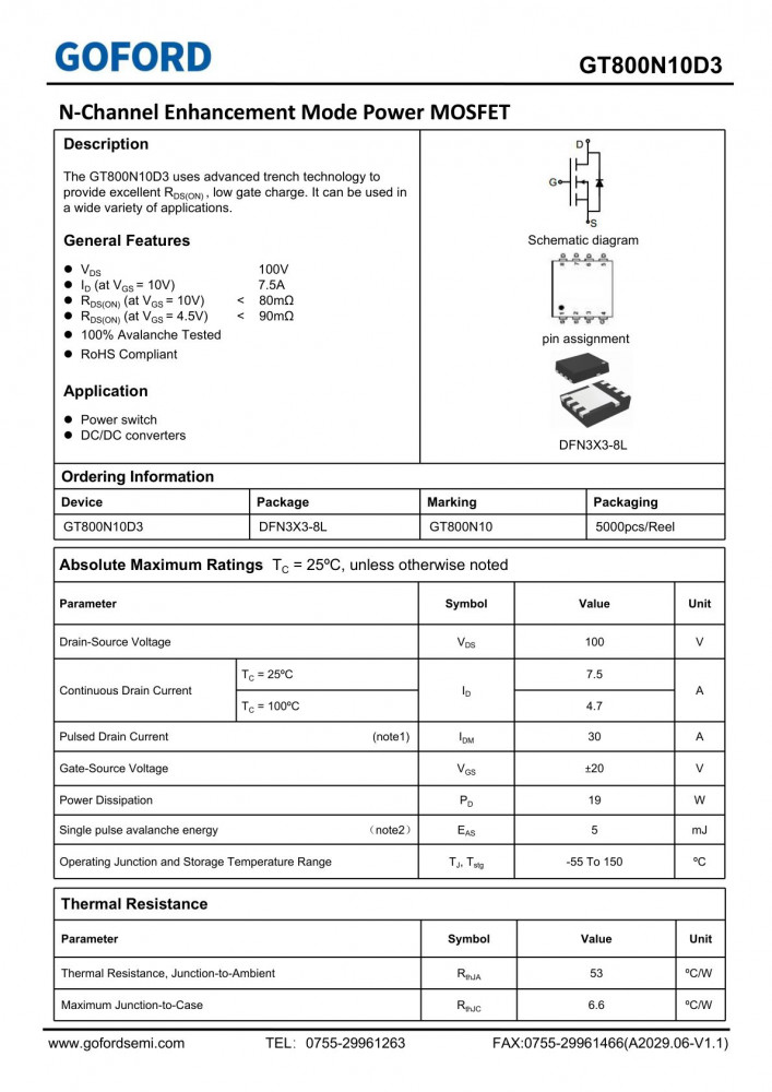 GT800N10D3 datasheet page 1