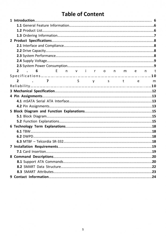 Supplied SSD datasheet page 5