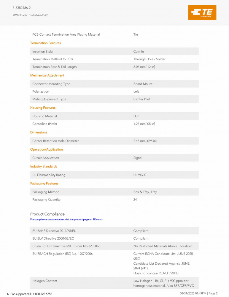 7-5382486-2 product drawing preview, page 2