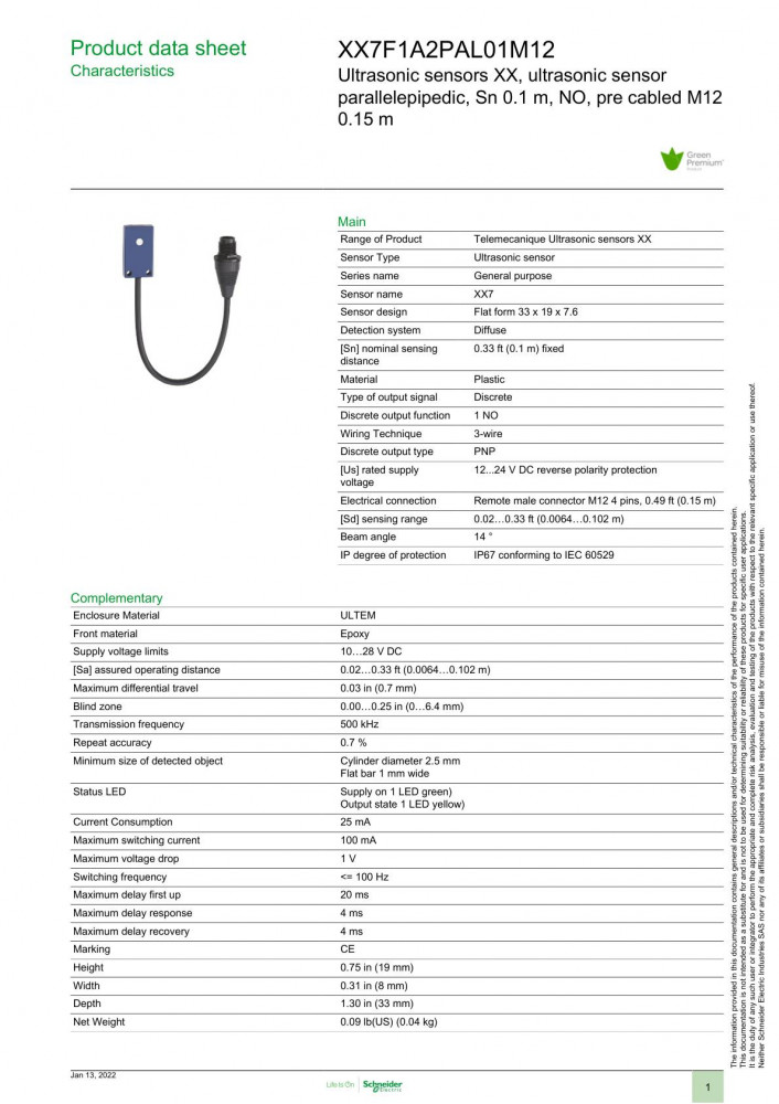 XX7F1A2PAL01M12 technical document page 1