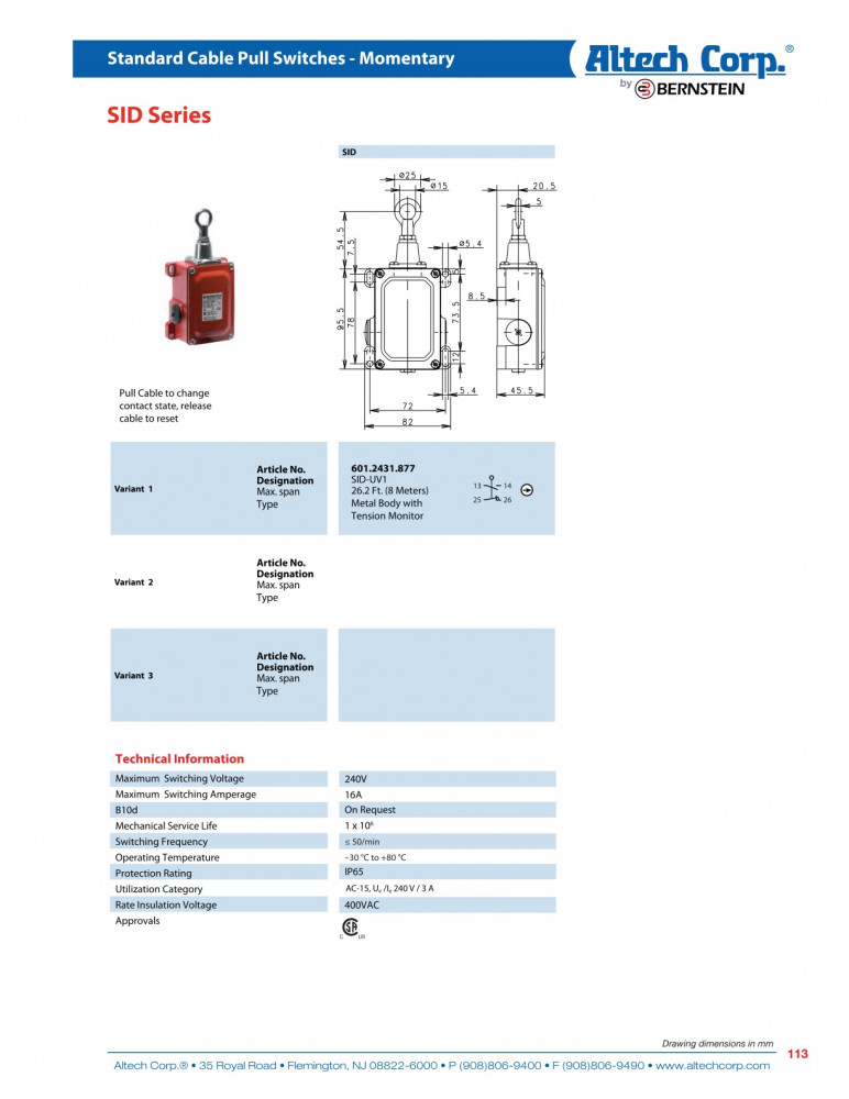 Altech cable-pull documentation page 8