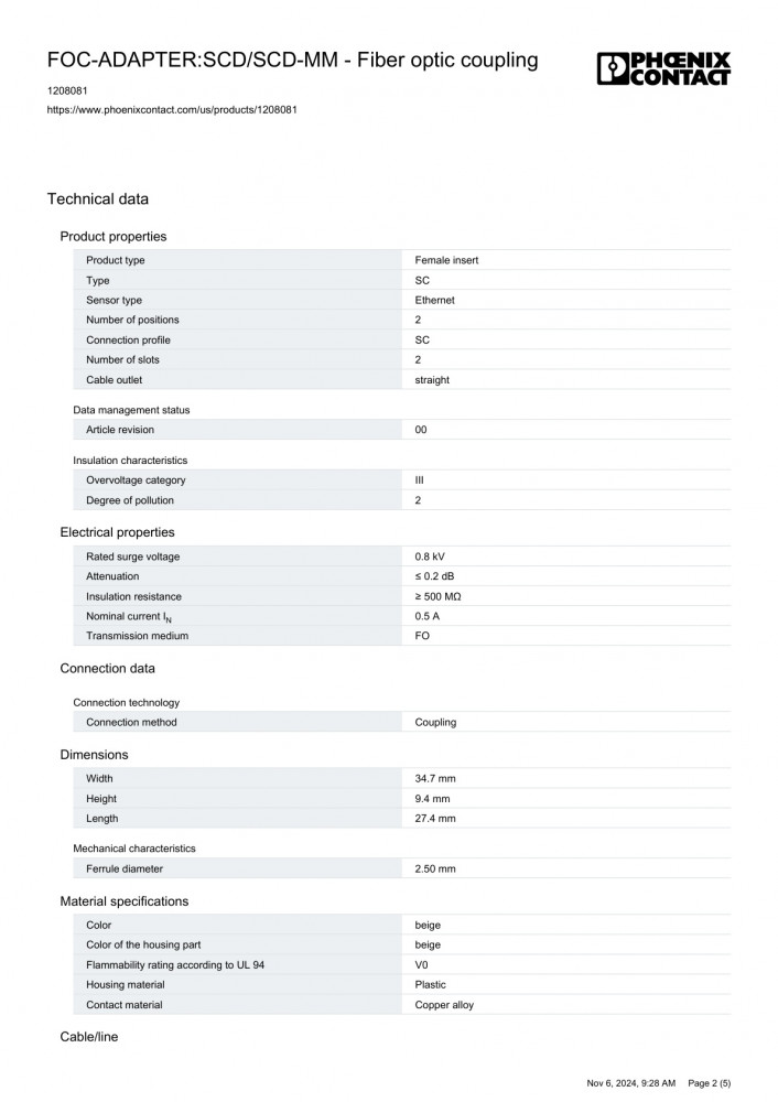 Phoenix Contact 1208081 technical document page 2