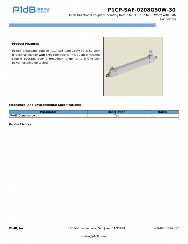 Technical document image for P1CP-SAF-0208G50W-30