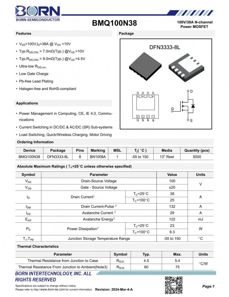 BMQ100N38 datasheet page 1