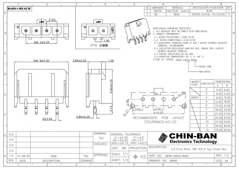 CHIN-BAN 1WF09-148005-00001 technical drawing page 1