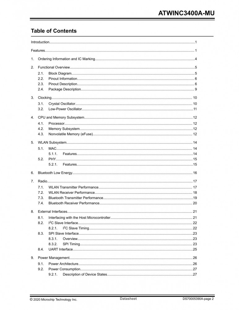 ATWINC3400 datasheet page 2