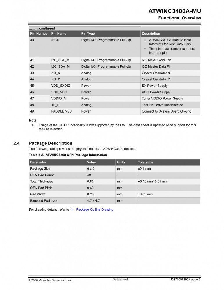 ATWINC3400 datasheet page 9