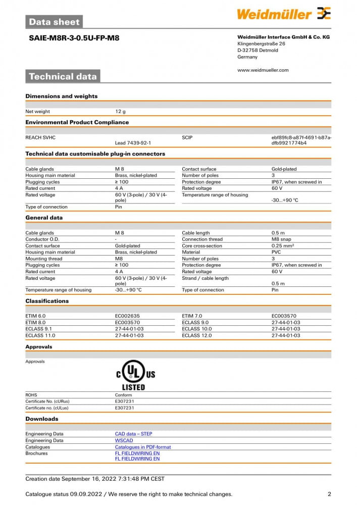 SAIE-M8R-3-0.5U-FP-M8 technical page