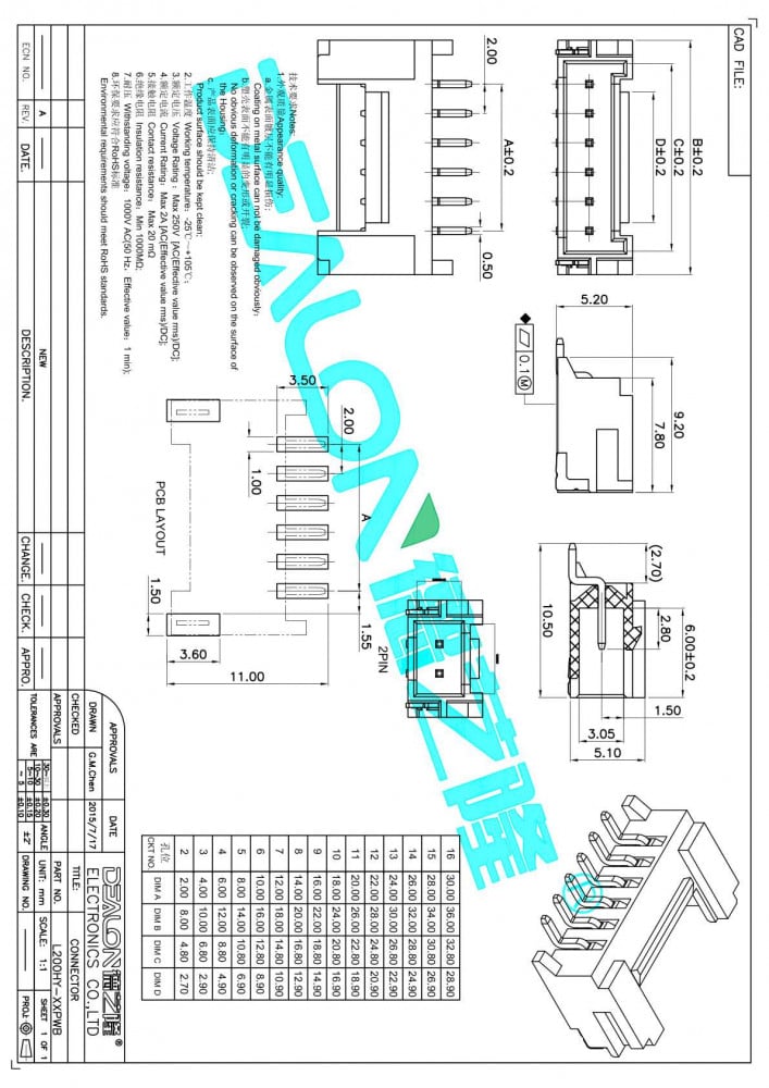 DEALON L200HY-4PWB technical document preview