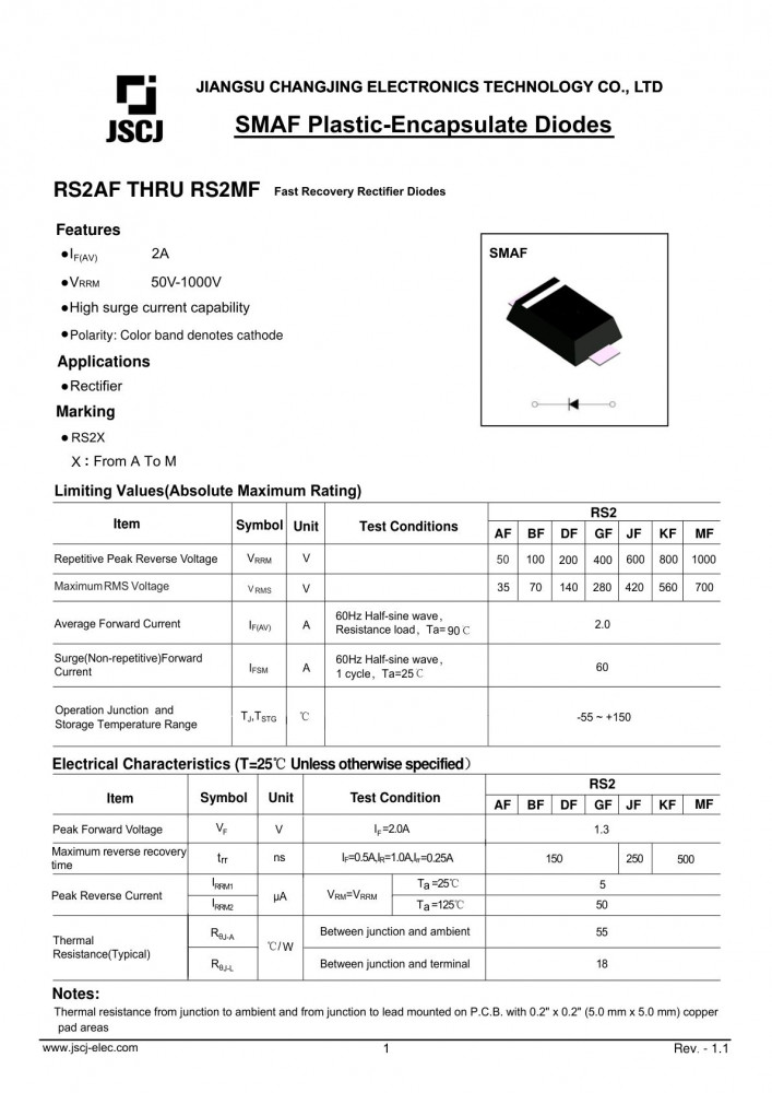 JSCJ RS2JF datasheet page 1