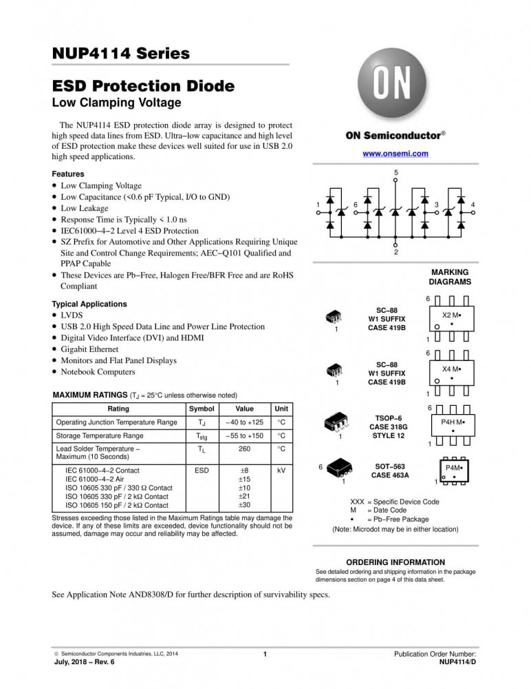 NUP4114HMR6T1G datasheet page 1