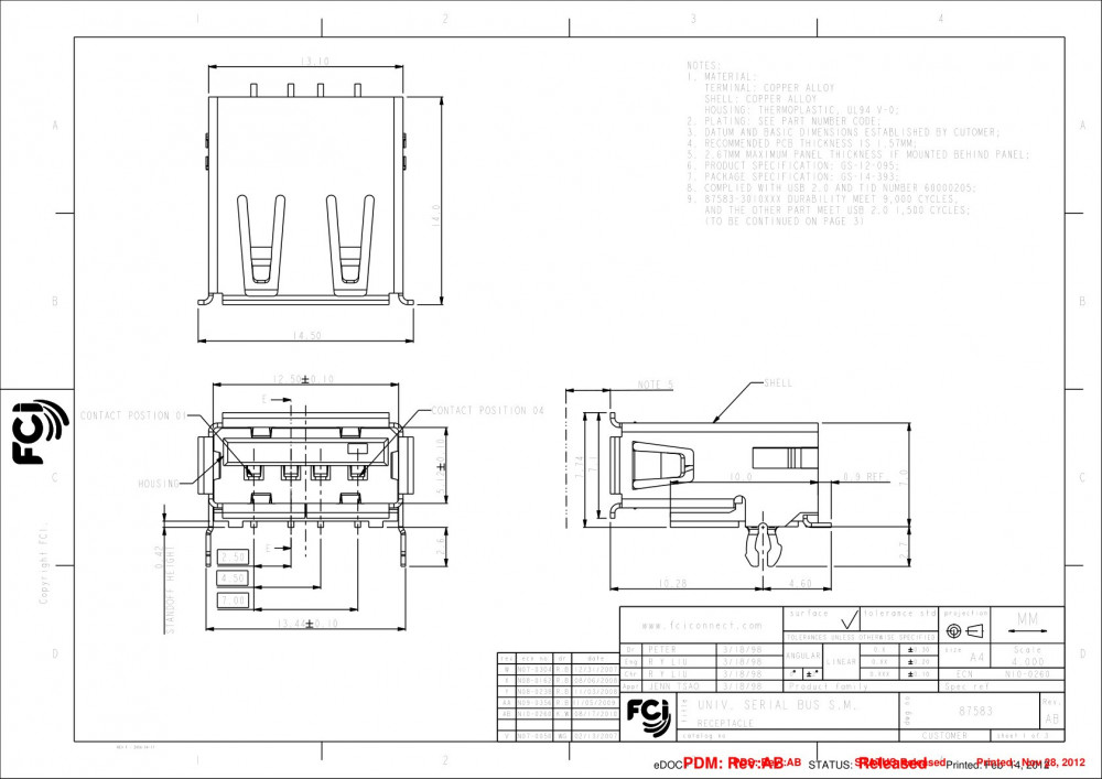 87583-S010RPLF technical drawing page 1