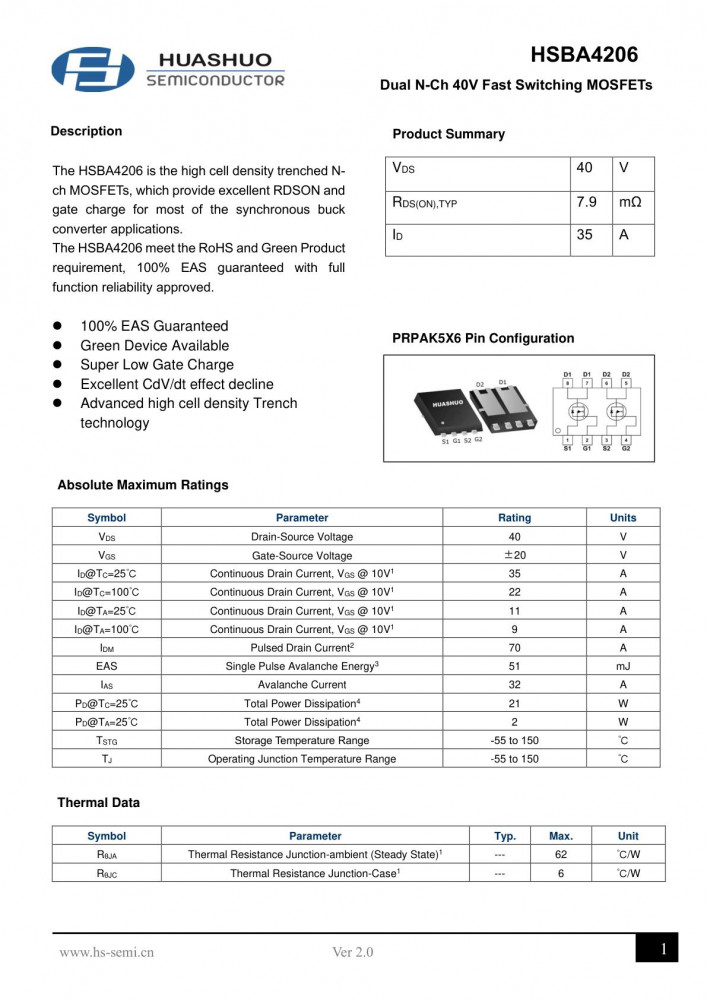 HSBA4206 datasheet page 1