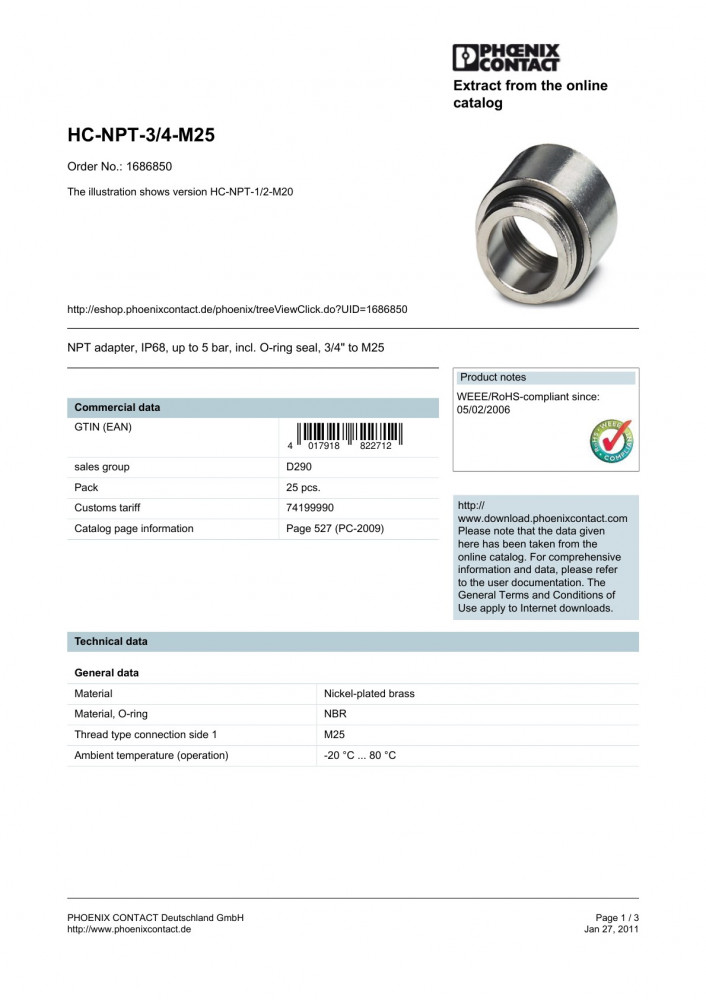 Phoenix Contact 1686850 product documentation page 1