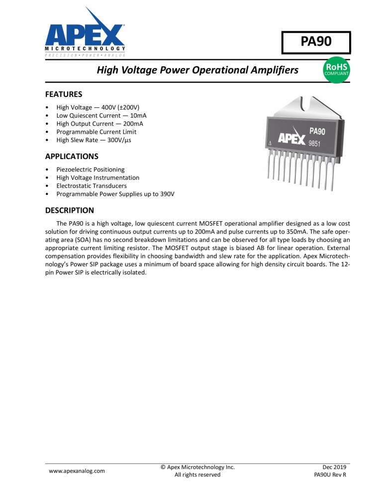 PA90 datasheet page 1