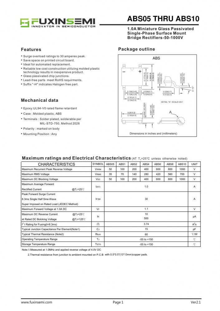 ABS10 datasheet page 1