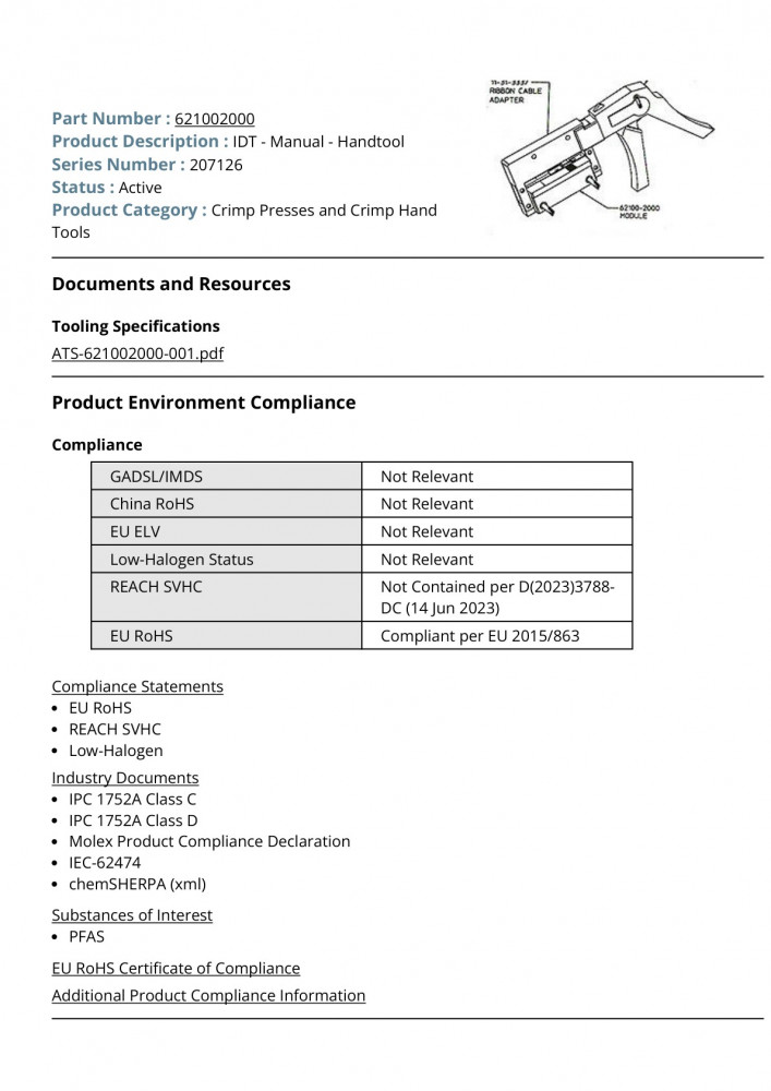Tooling specification preview, page 1