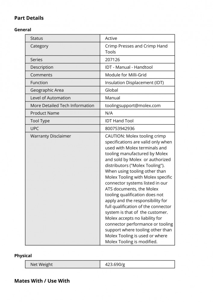 Tooling specification preview, page 2