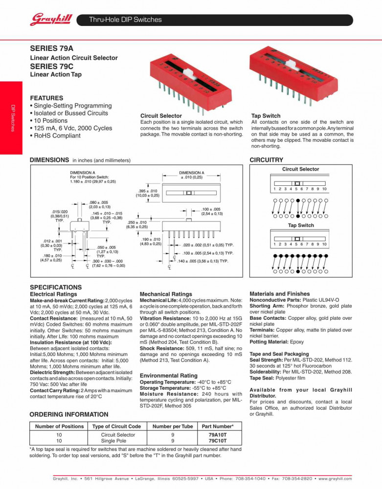 Grayhill Series 79A and 79C product documentation page 1