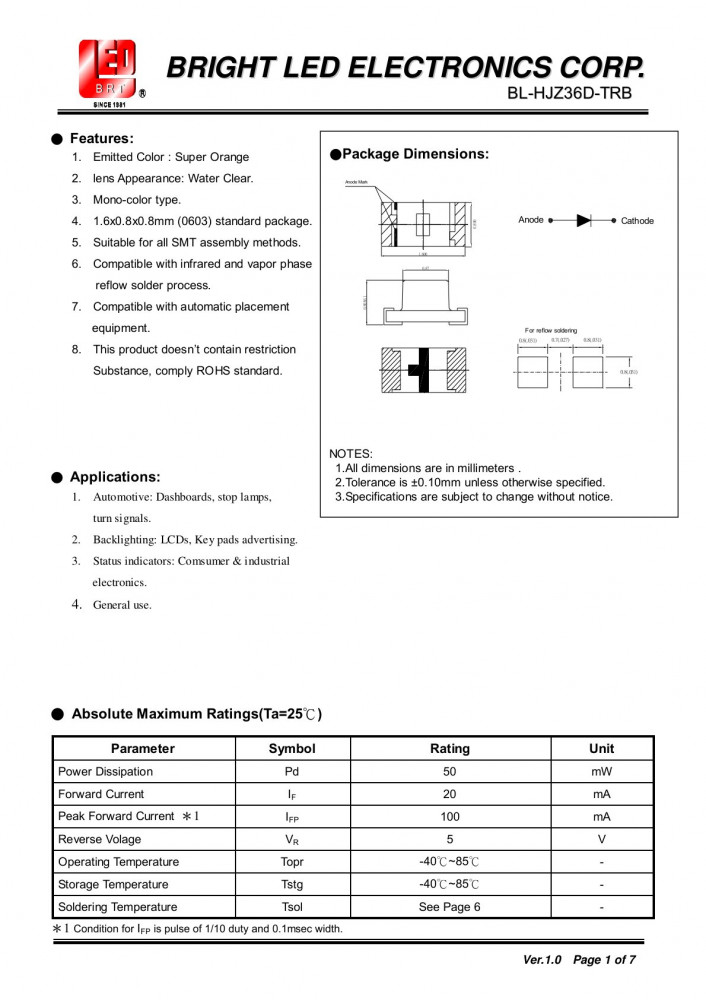 BL-HJZ36D-TRB datasheet page 1