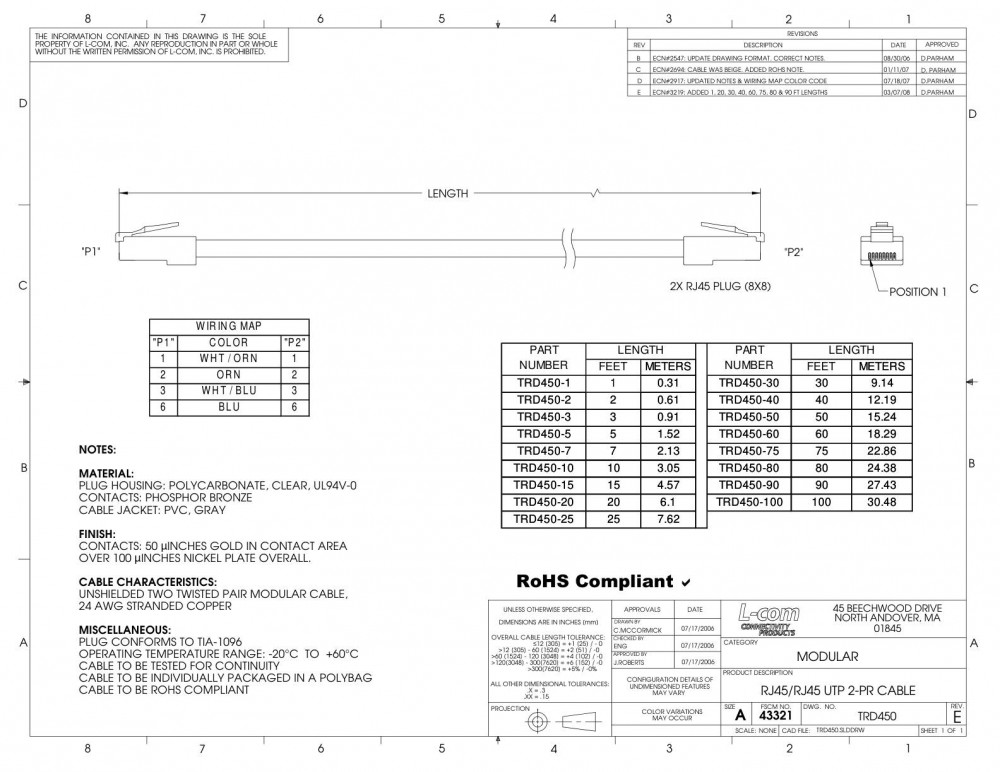 L-com TRD450 product drawing