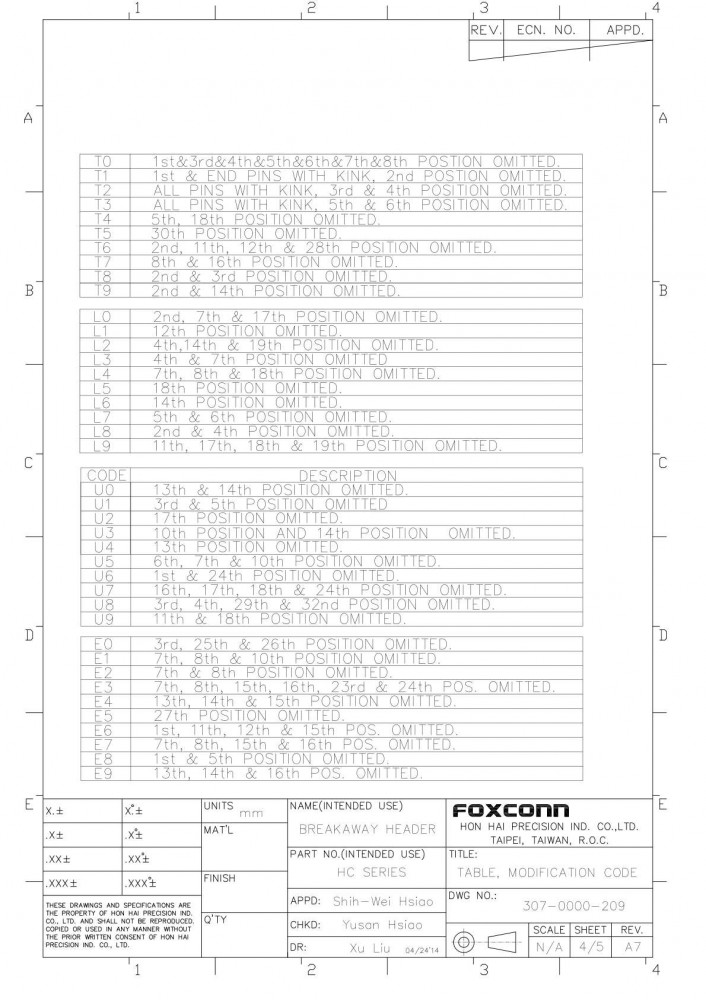 FOXCONN HC series drawing sheet 8