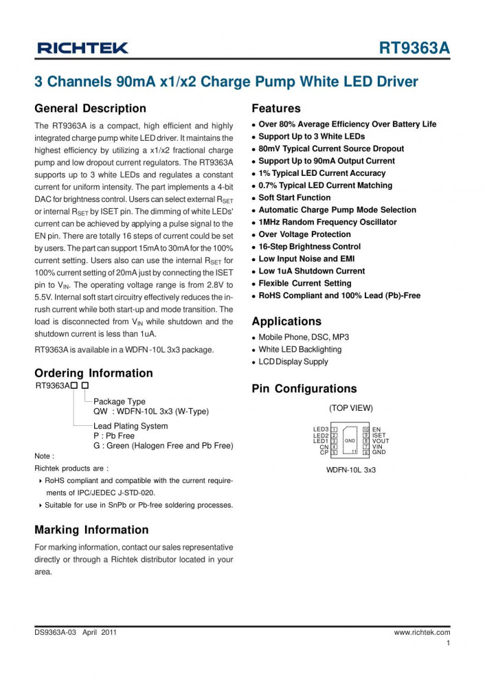 RT9363A datasheet page 1