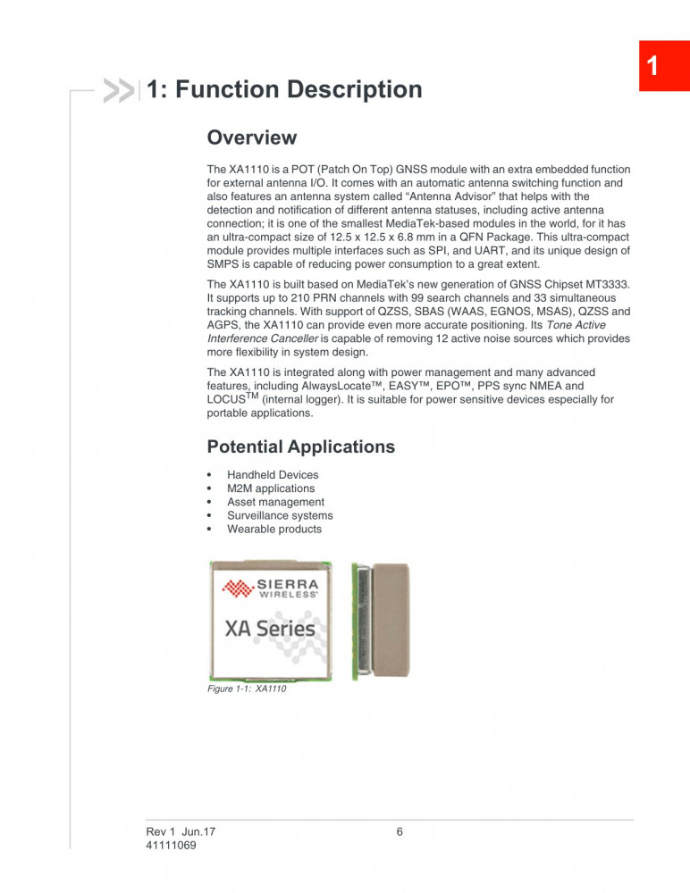 XA1110 technical document page 6