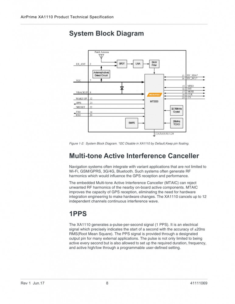 XA1110 technical document page 8