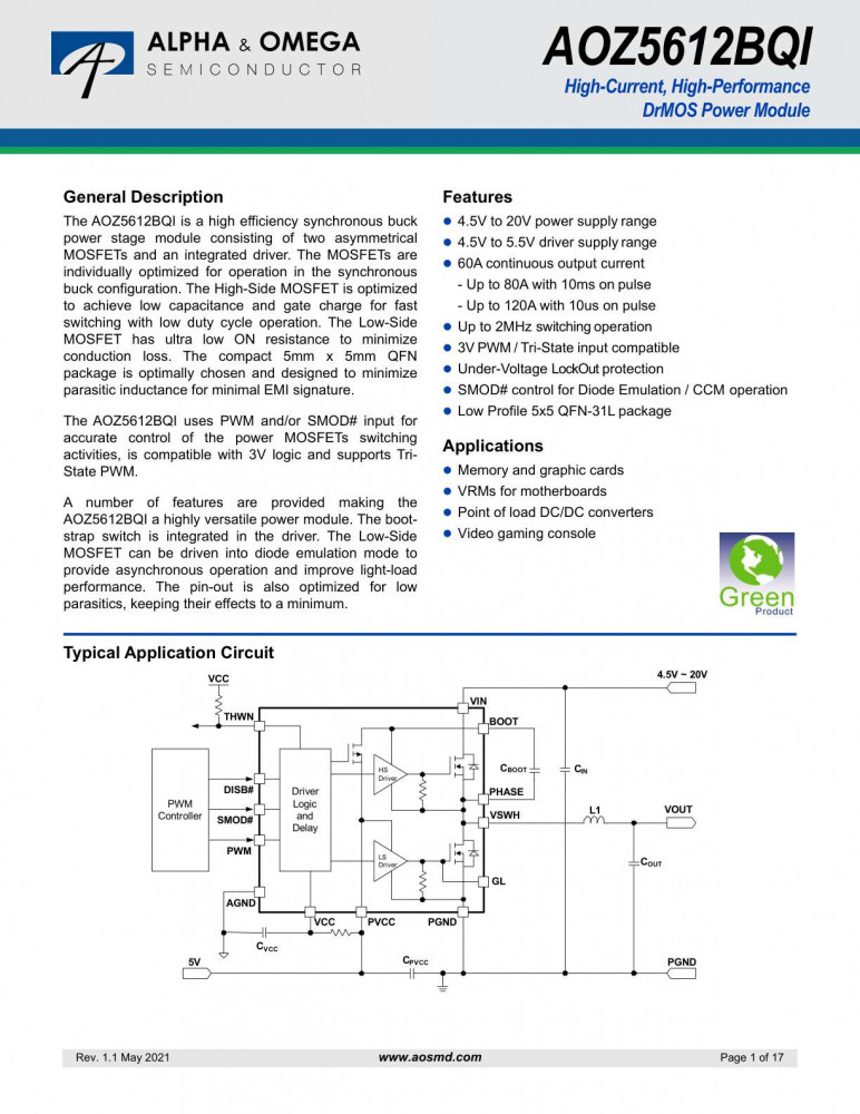 AOZ5612BQI datasheet page 1
