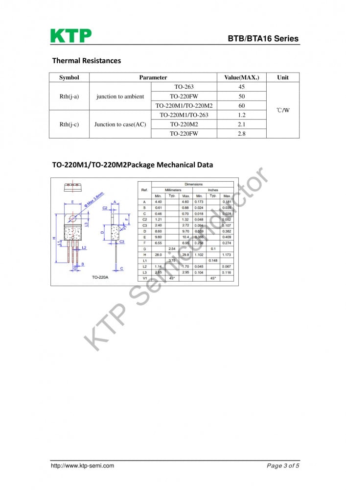 BTB16-800BW(KTP) datasheet page 3