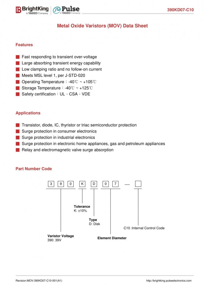 390KD07-C10 datasheet page 1