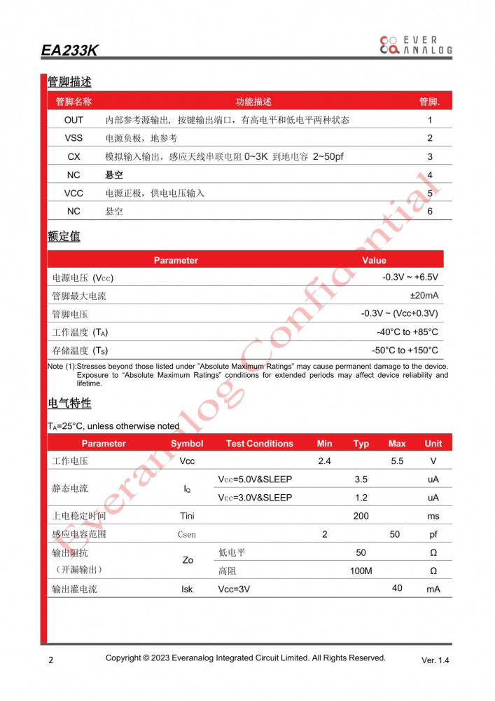 EA233K technical document page 2