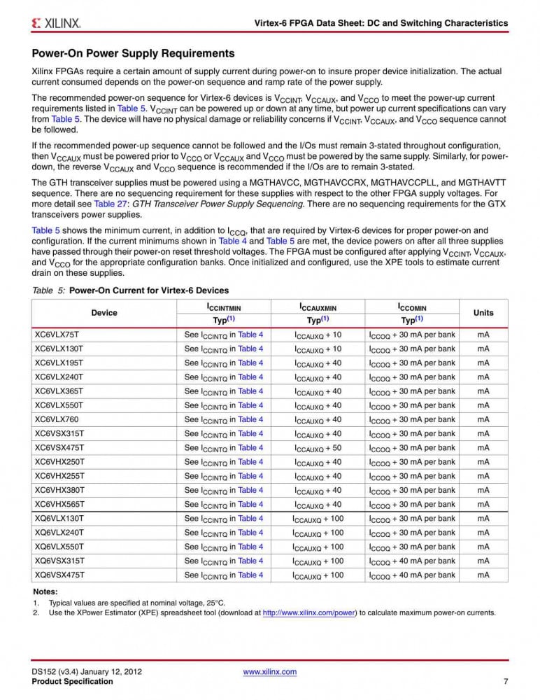 Virtex-6 datasheet page 7