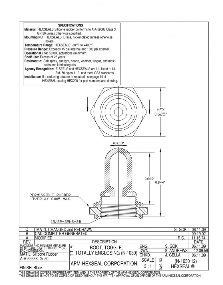 APM Hexseal N1030 17 technical drawing