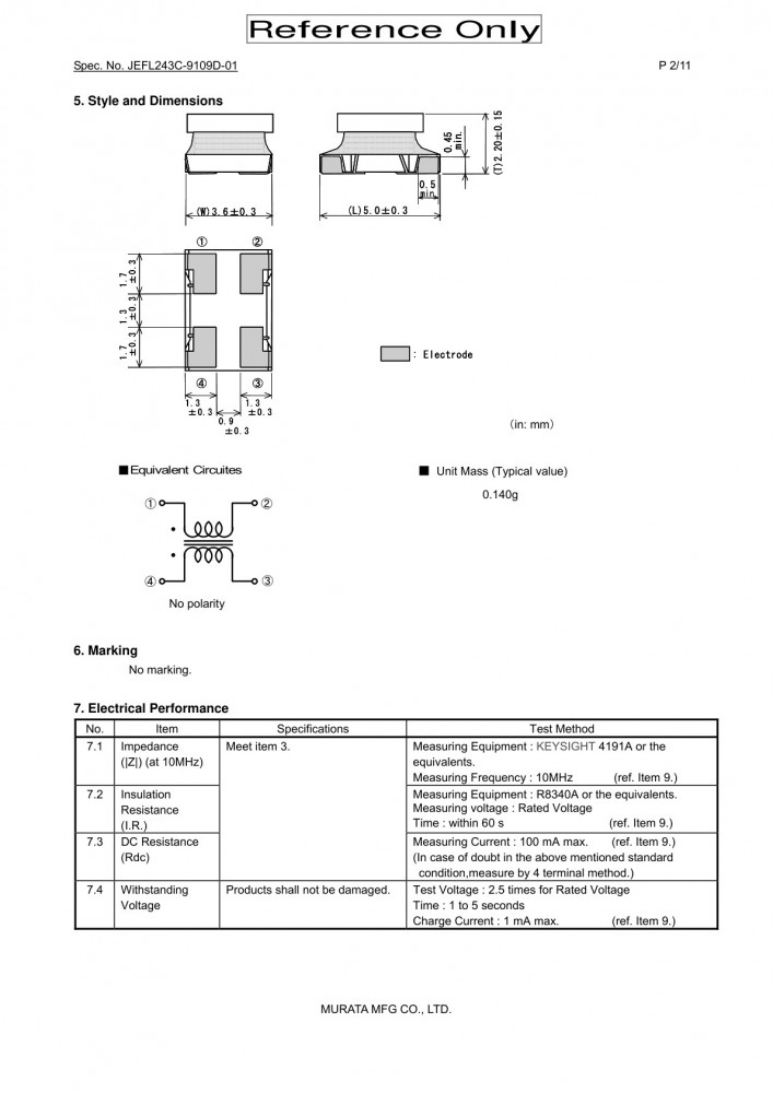 DLW5ATZ112MQ2L specification page 2