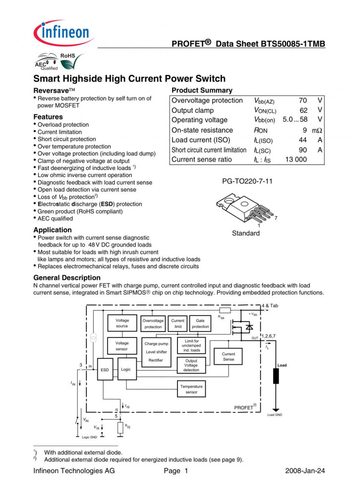 BTS50085-1TMB datasheet page 1