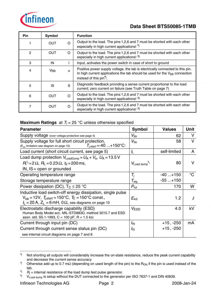 BTS50085-1TMB datasheet page 2