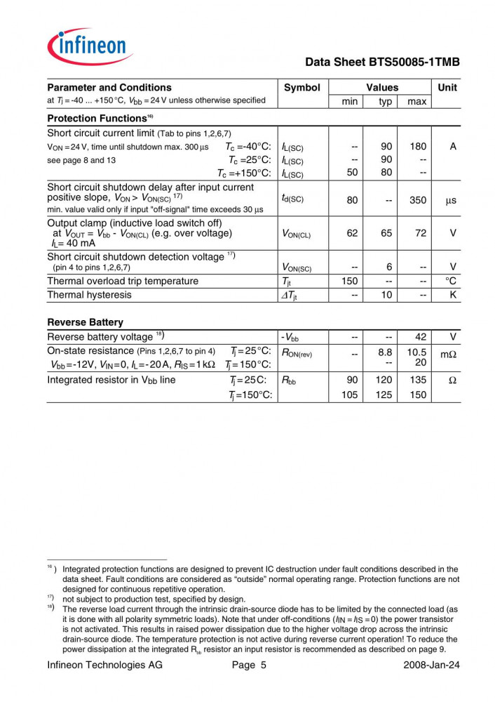 BTS50085-1TMB datasheet page 5