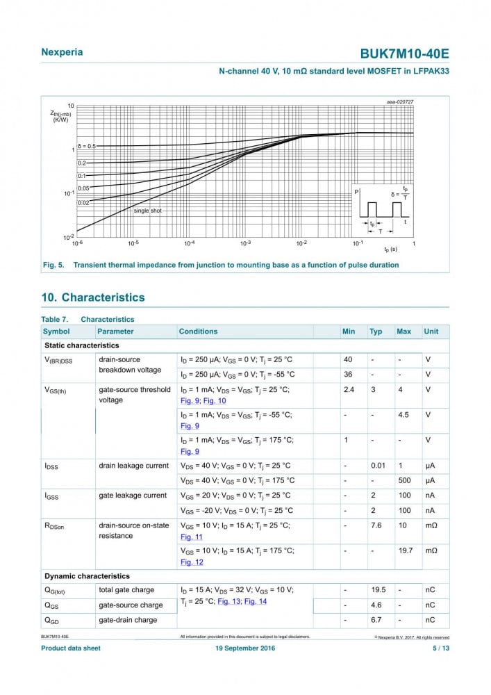 BUK7M10-40EX datasheet page 5