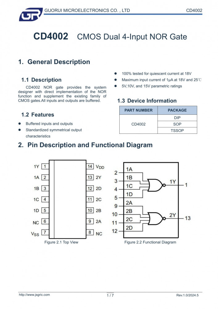 CD4002 technical document page 1