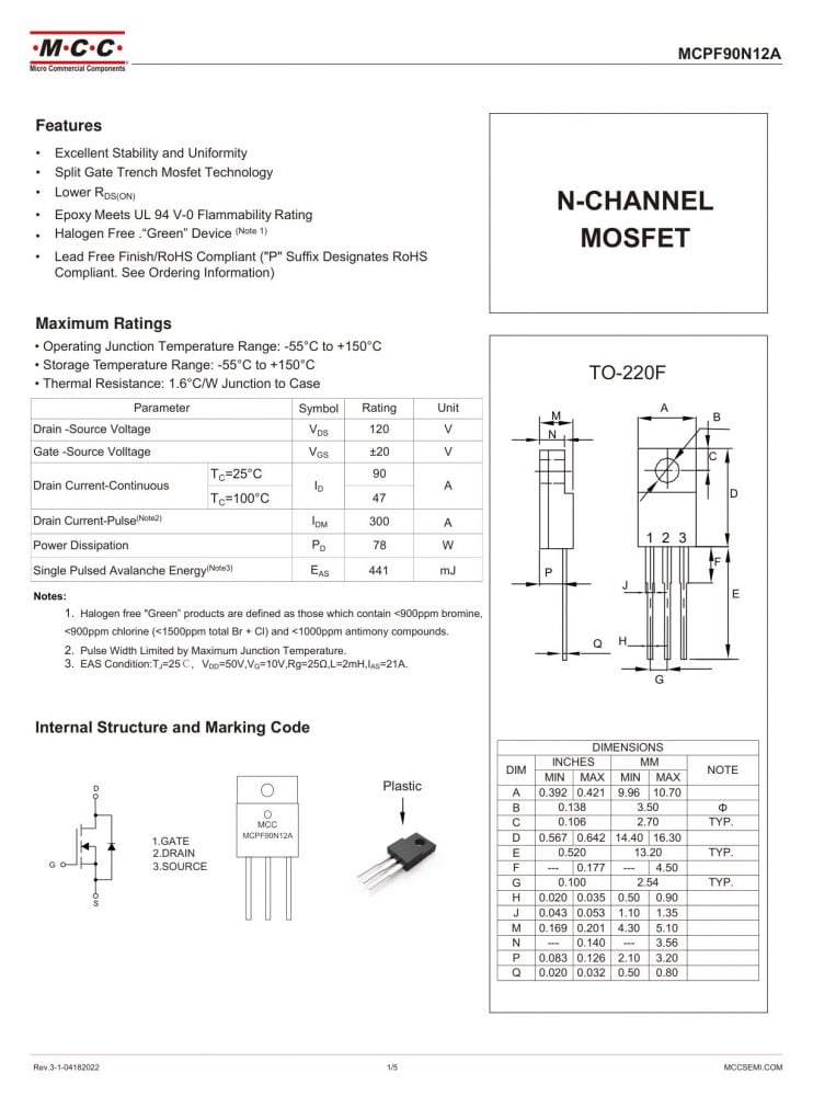 MCPF90N12A-BP datasheet page 1