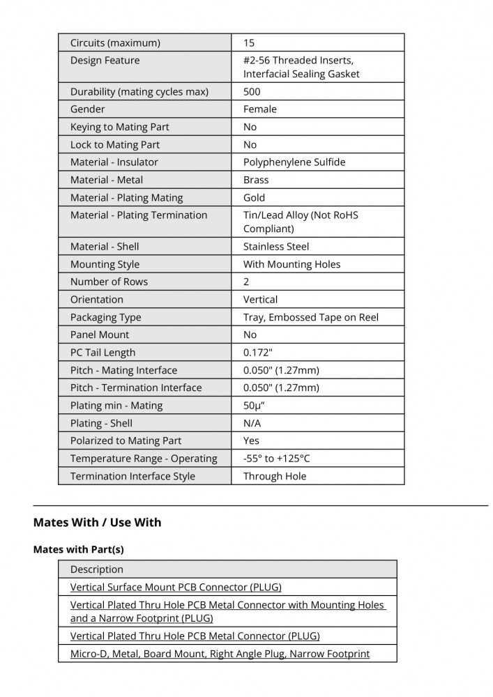 Technical document page 2 for MK-225-015-245-0000-0B7