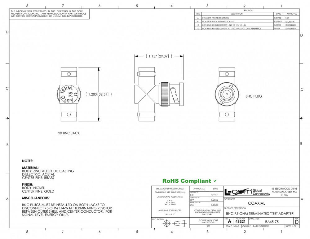 L-com BA45-75 technical drawing preview