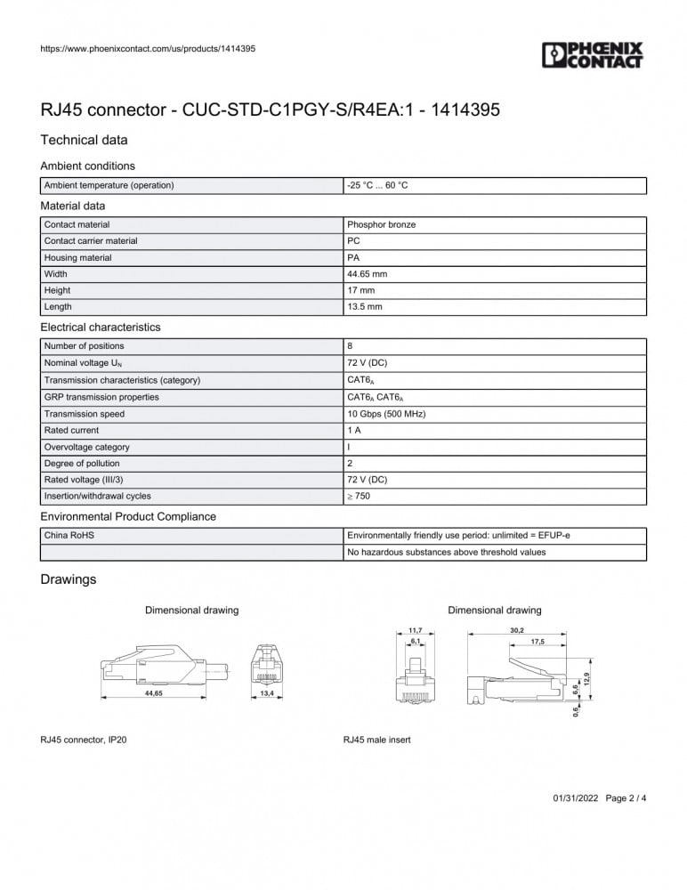 Phoenix Contact 1414395 technical document page 2
