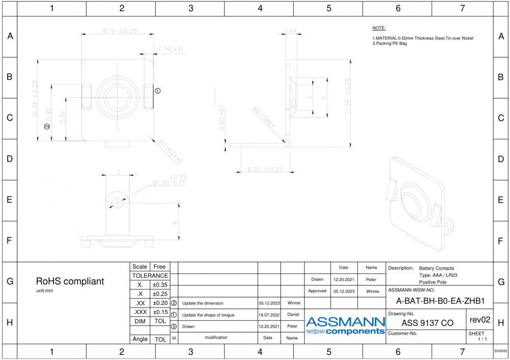 A-BAT-CH-C6-EA-CSR1 technical drawing
