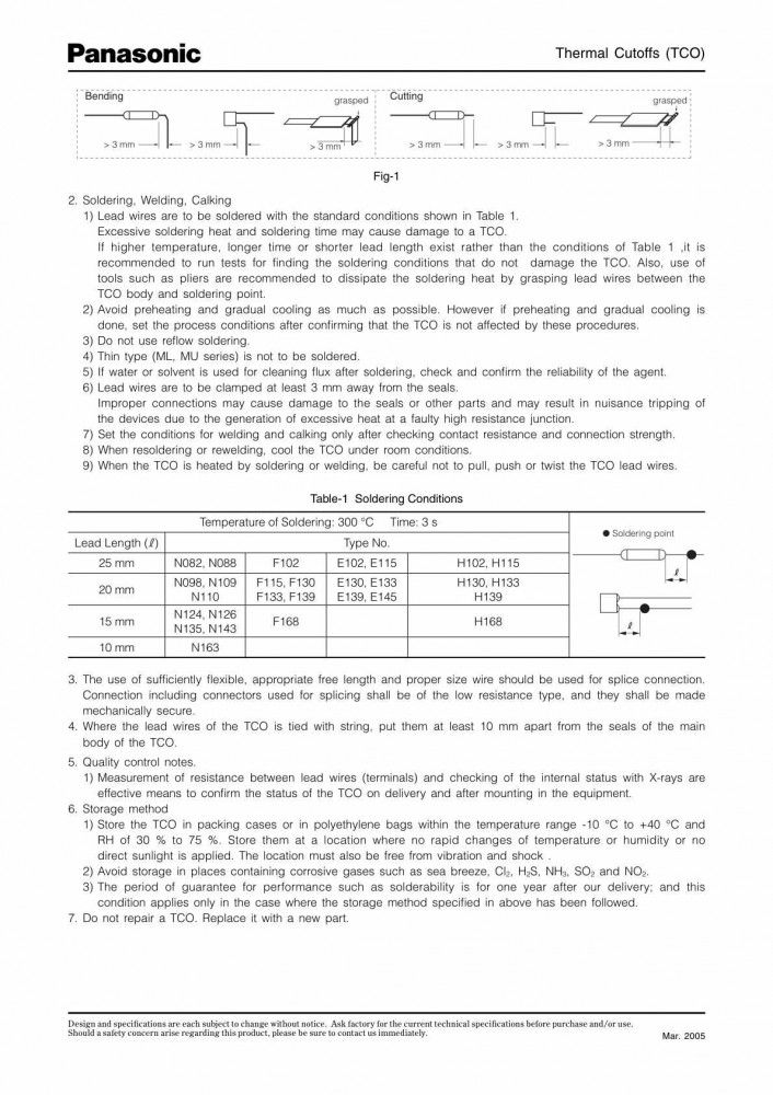 PANASONIC thermal cutoff datasheet page 7